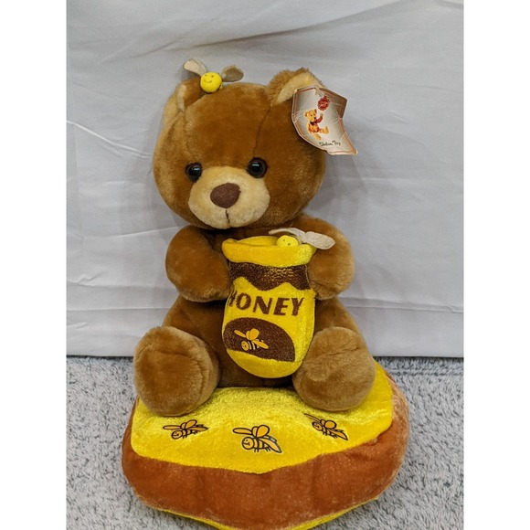 Toys | Vintage Shalom Toy Co Teddy Bear Honey Pot Dipper Bees Plush 12 ...